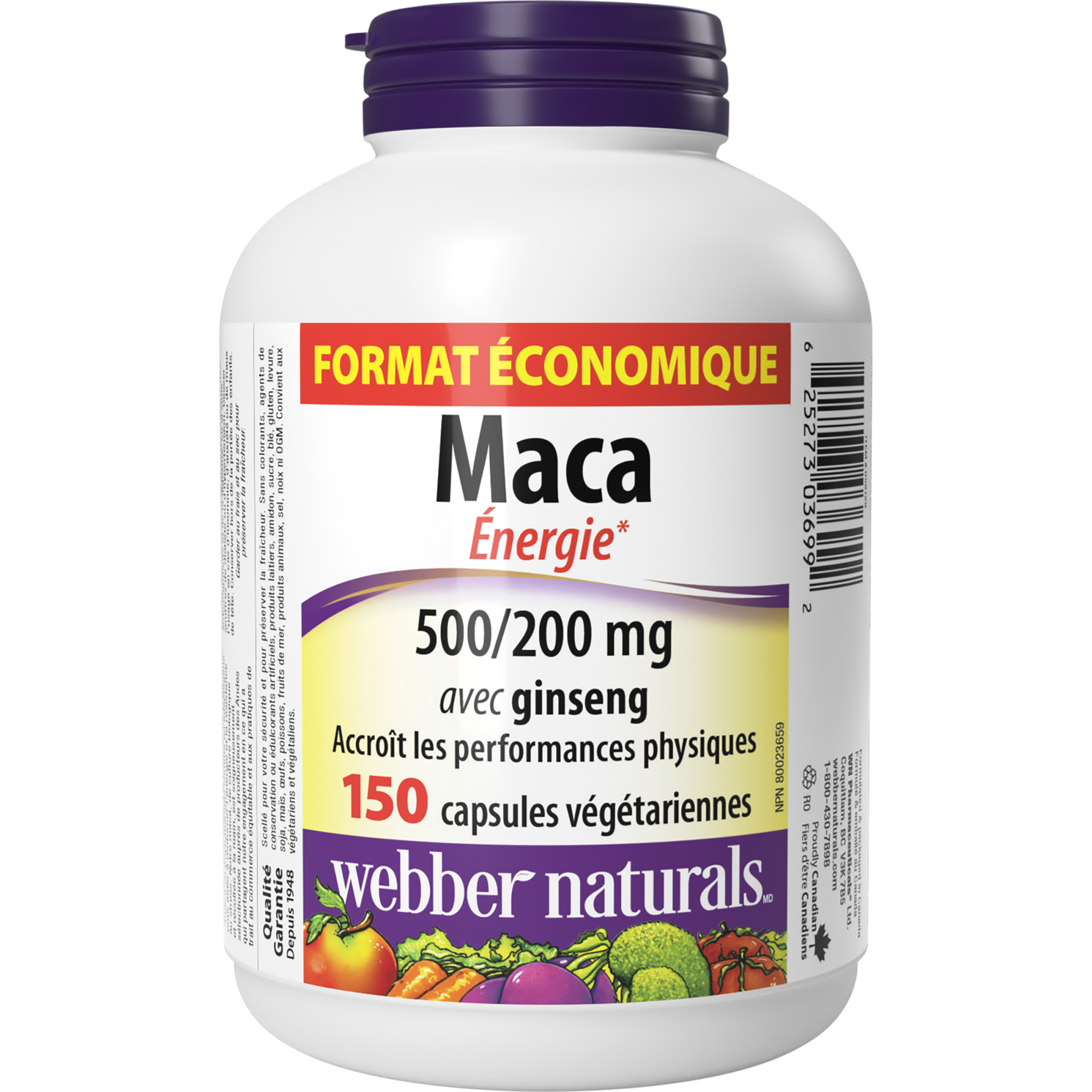 Maca Énergie avec ginseng 500/200 mg | Webber Naturals
